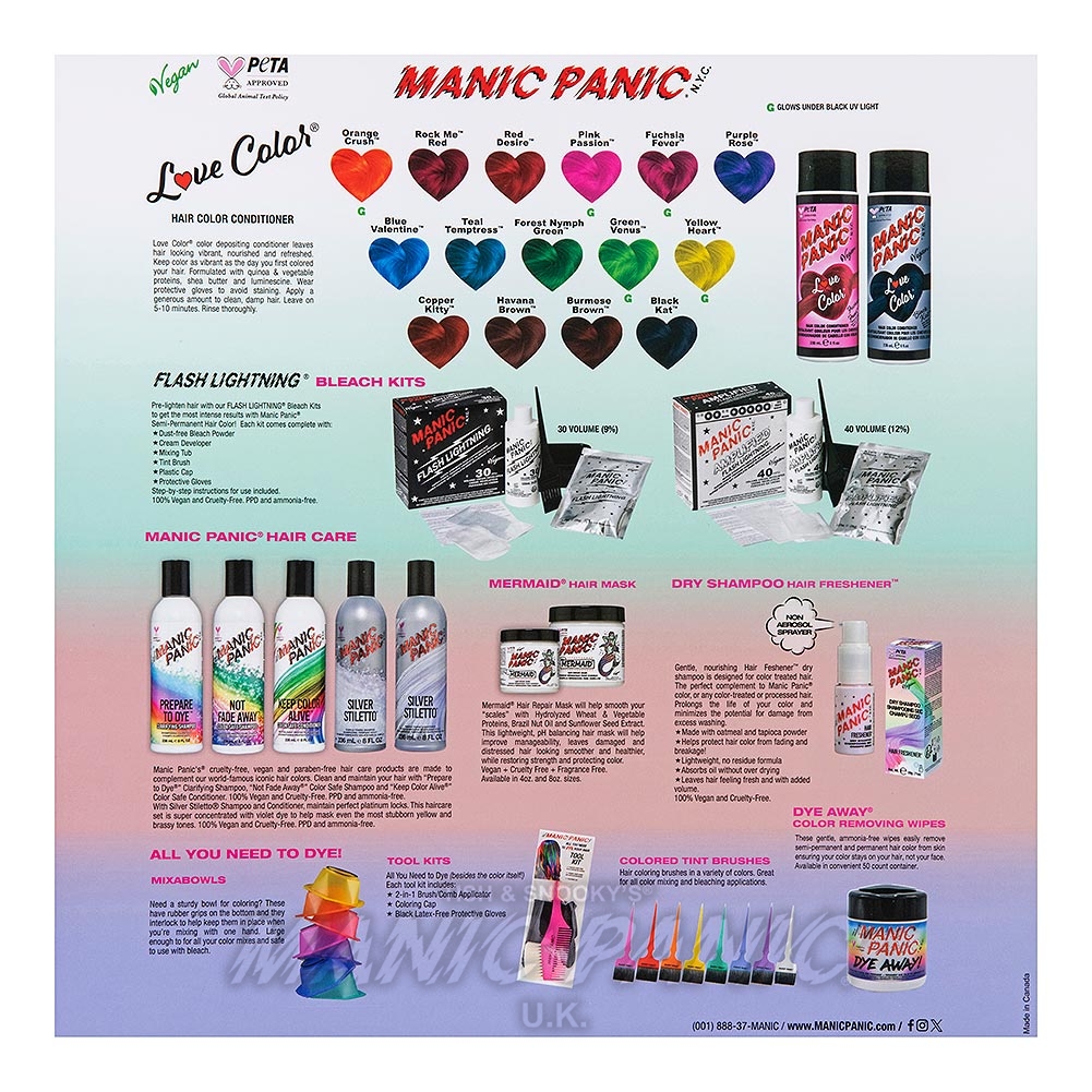 manic panic shades chart